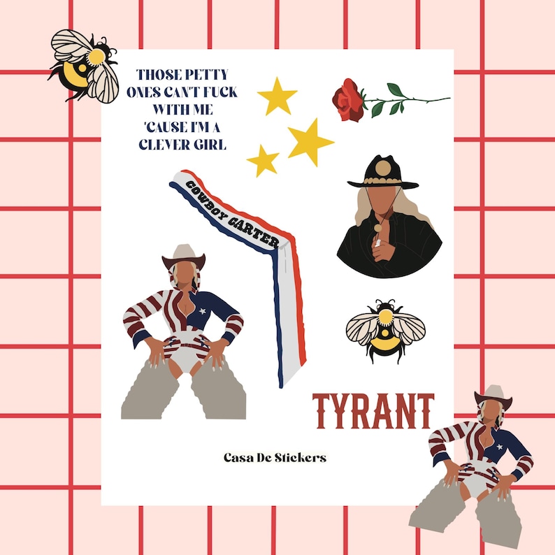Cowboy Carter Beyonce Sticker Sheet | Glossy & Waterproof | Journaling ...