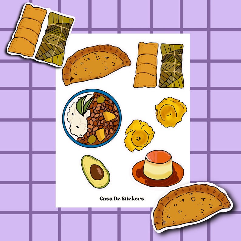 Puerto Rican Eats Sticker Sheet, Food Stickers, Puerto Rican Stickers ...