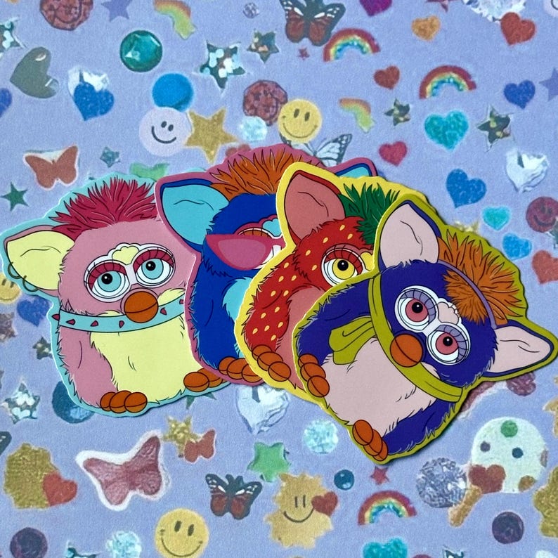 Furby Inspired Die Cut Stickers, Set of 4 Colorful and Quirky Designs ...