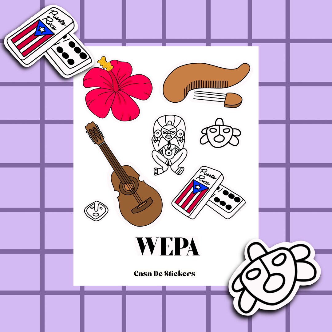 Wepa! Puerto Rican Sticker Sheet, Puerto Rican Stickers, Cute Stickers ...
