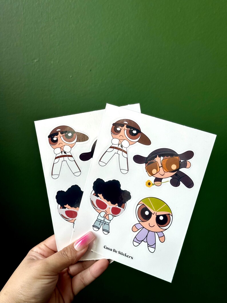 Bad Bunny Rowdyruff Boys Sticker Sheet, Glossy & Waterproof, Journaling ...