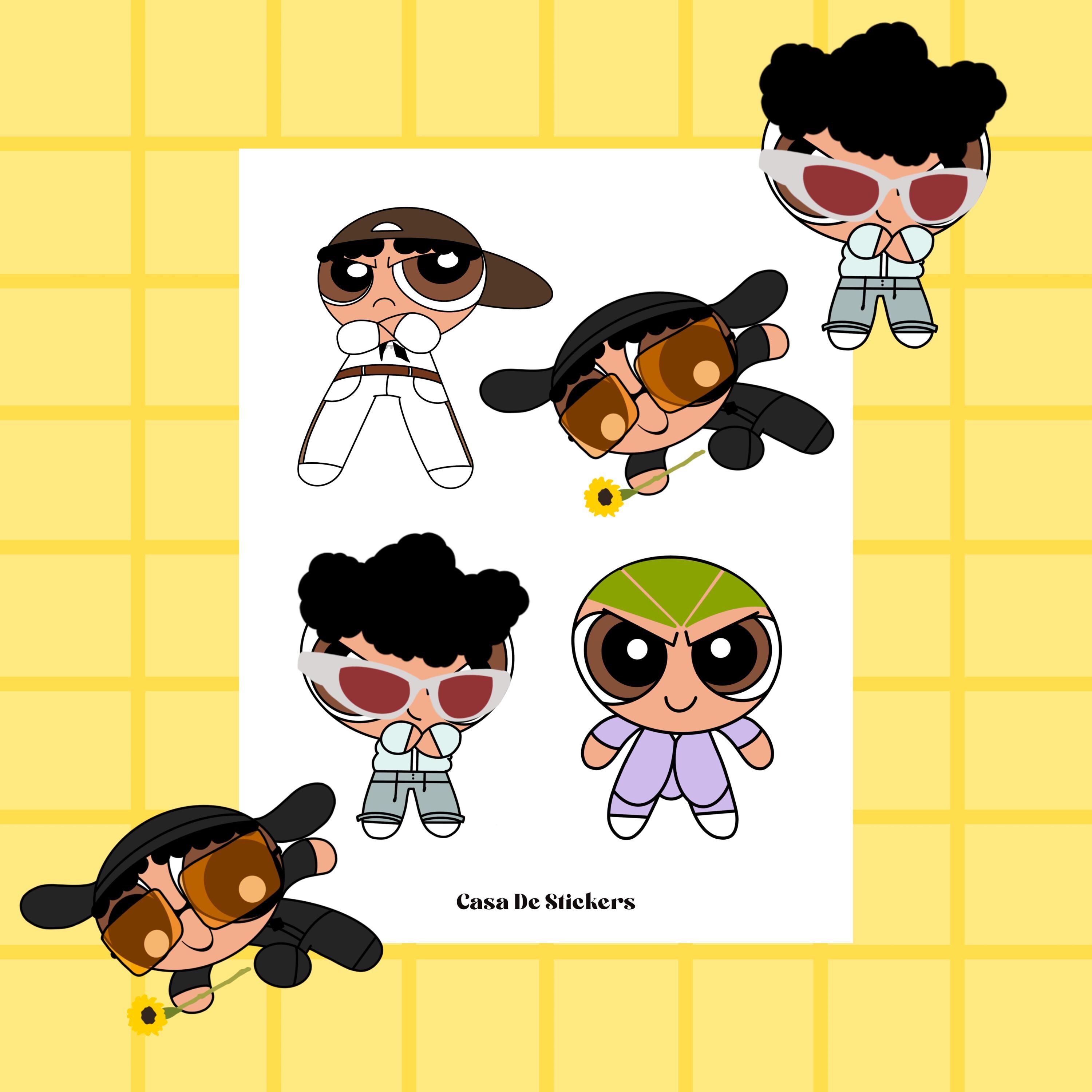 Bad Bunny Rowdyruff Boys Sticker Sheet, Glossy & Waterproof, Journaling ...
