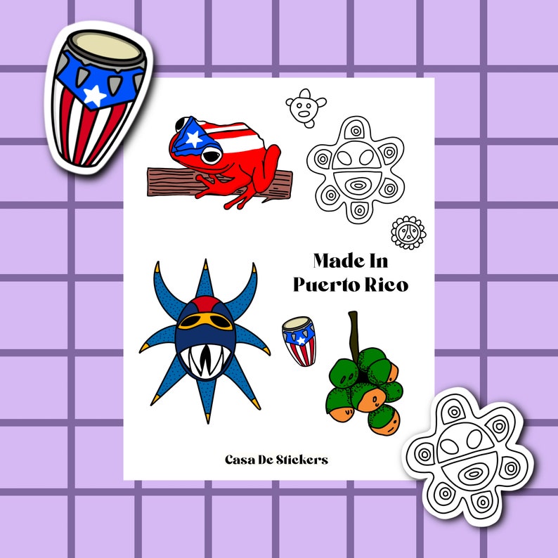 Made in Puerto Rico Sticker Sheet, Puerto Rican Stickers, Taino ...