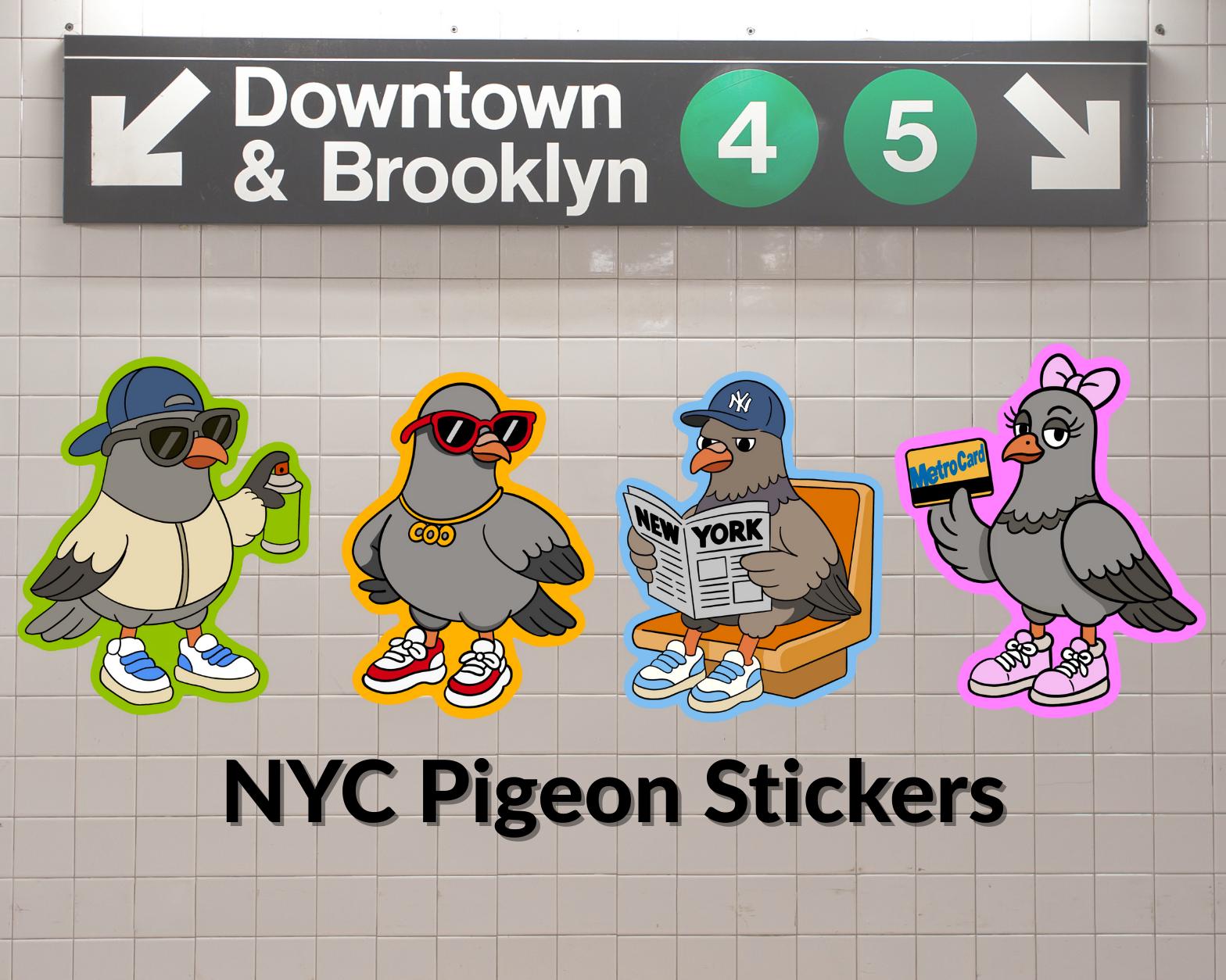 NYC Pigeon Sticker Set, Cute Stickers, Fun Stickers - Etsy