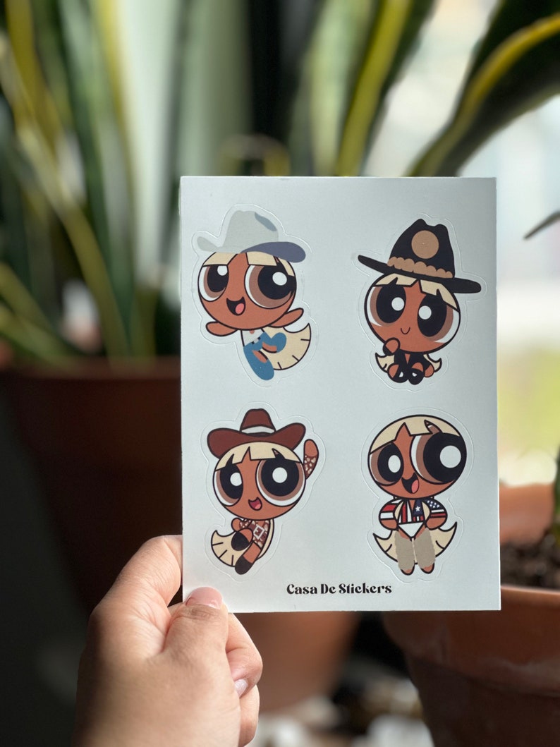 Cowboy Carter Beyonce Powerpuff Girl Sticker Sheet | Glossy ...