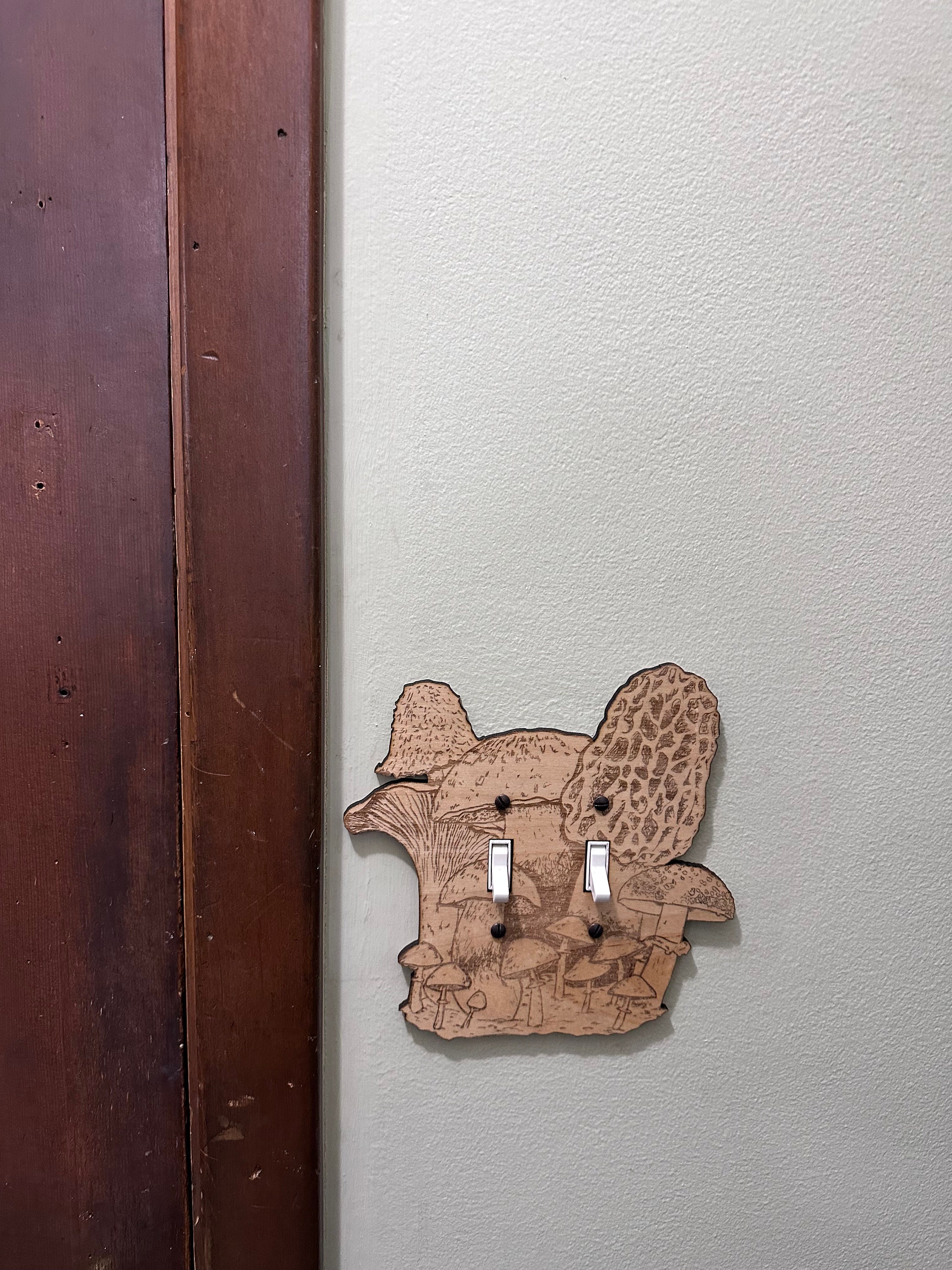 Wood Burned Mushroom Double Light Switch Cover - Etsy