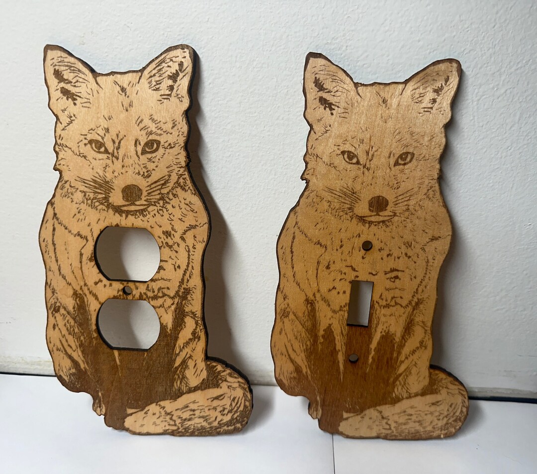 Woodland Fox, Wood Burned Single Light Switch Cover or Outlet Cover - Etsy