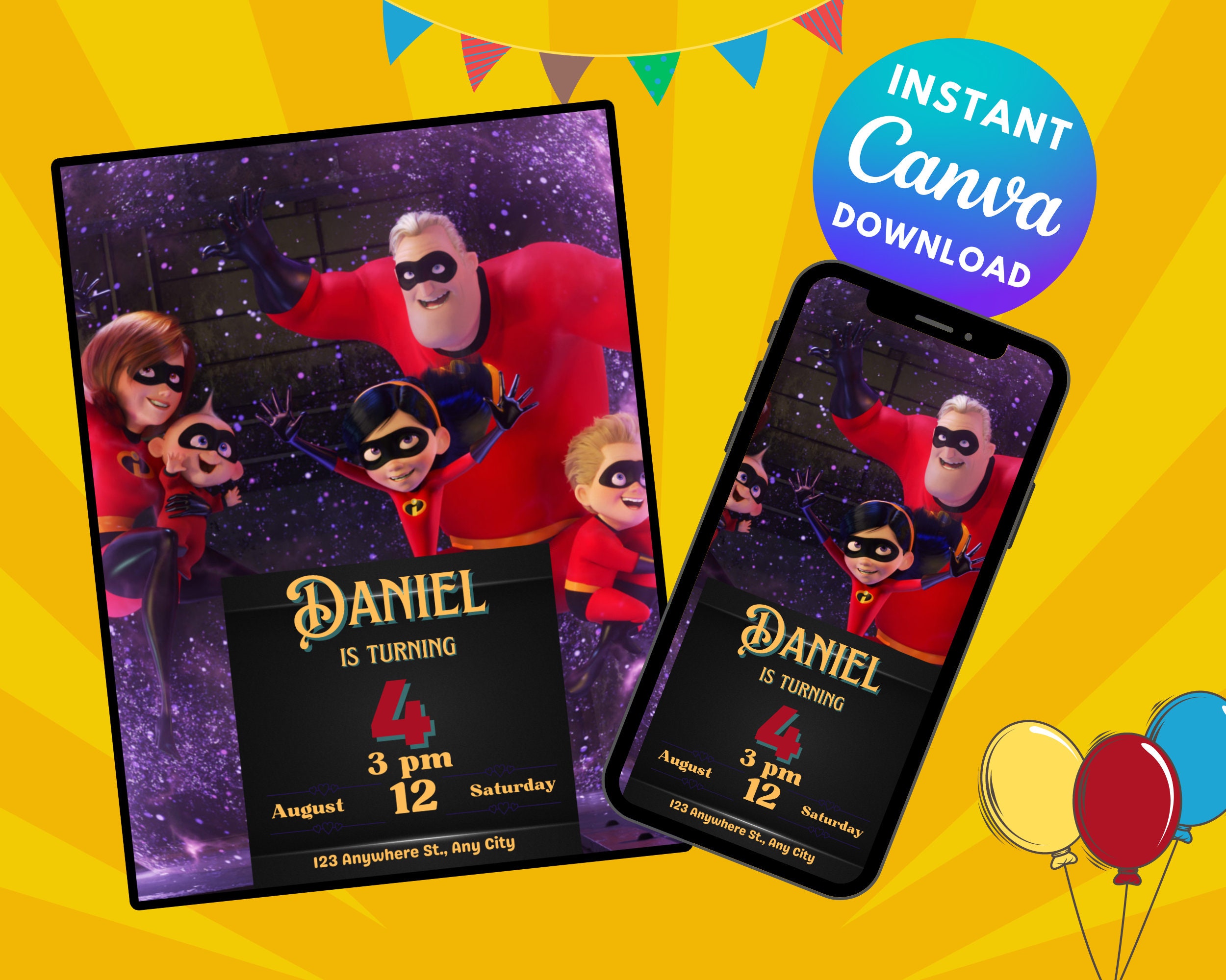 The Incredibles Birthday Invitation, Birthday Party Invites Template ...