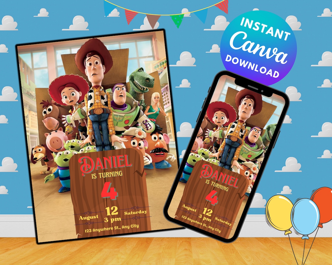 Invitación de cumpleaños de Toy Story, plantilla de invitaciones a ...