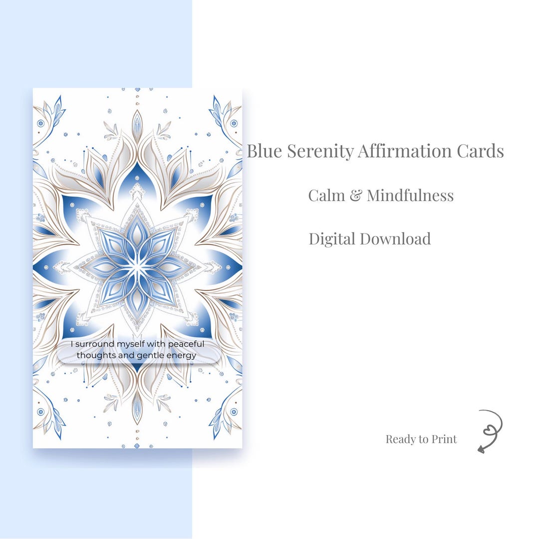 Blue Serenity Affirmation Cards | Calm & Mindfulness Printable | 30 ...