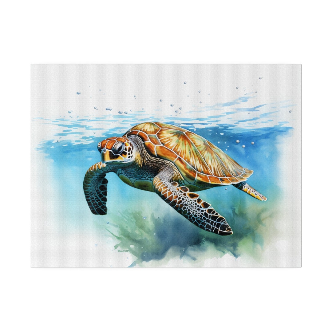Turtle. Realistic. Water Color. AI Art. Ocean Animals. Beach. Matte ...