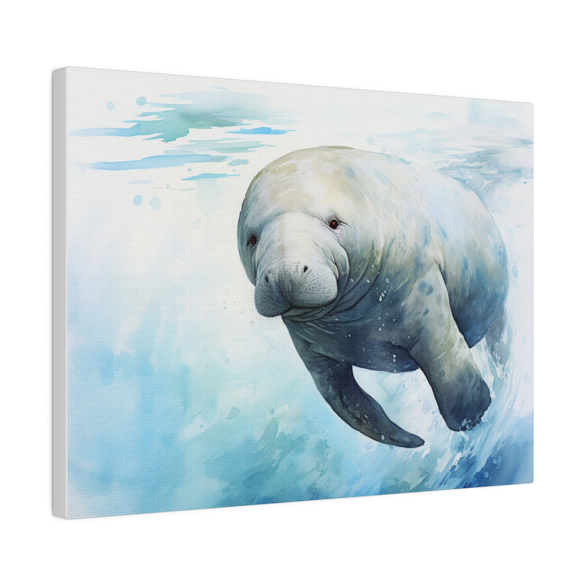 Manatee. AI Art. Watercolor. Realistic. Matte Canvas, Stretched, 0.75 ...