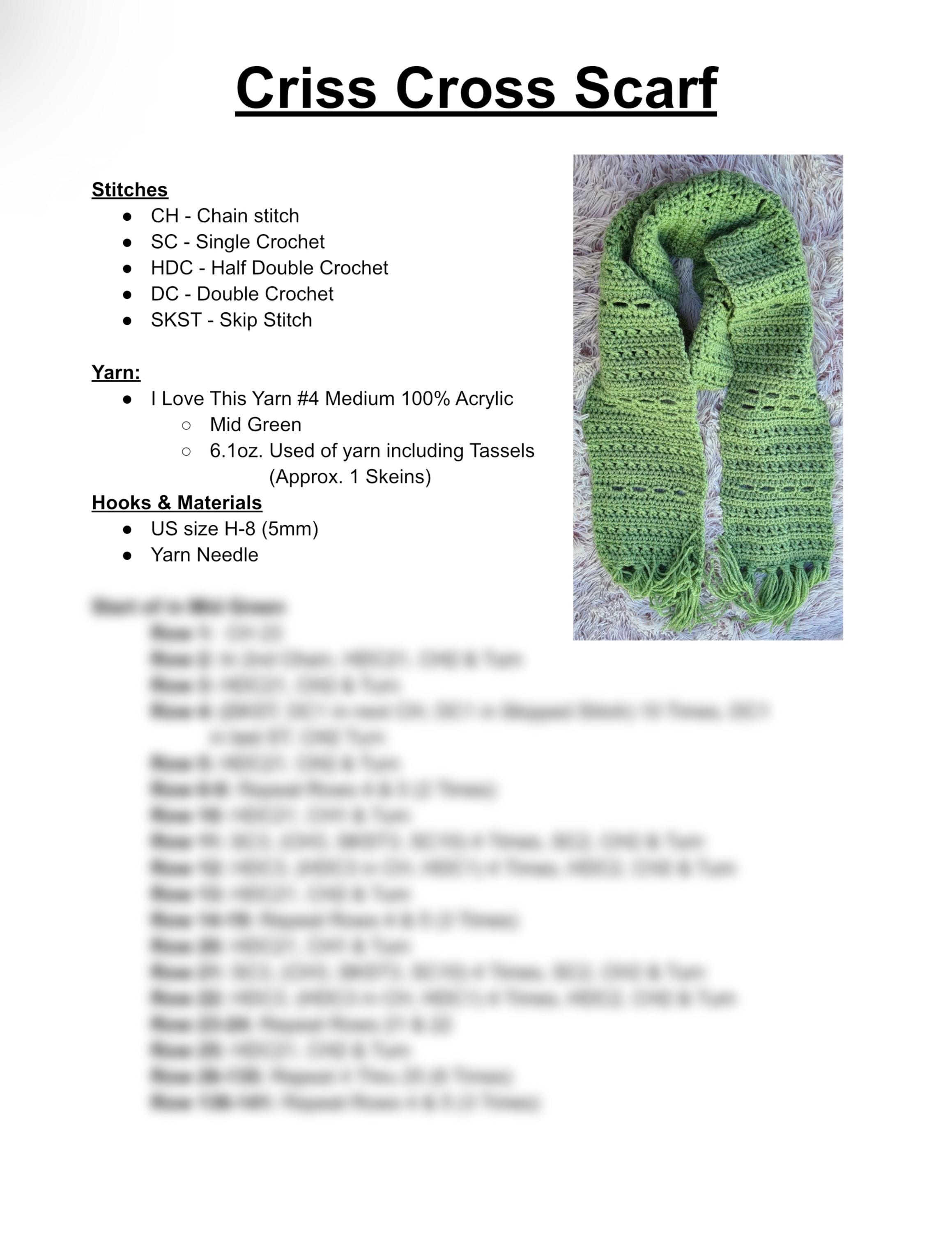 Criss Cross Scarf Pattern - Etsy