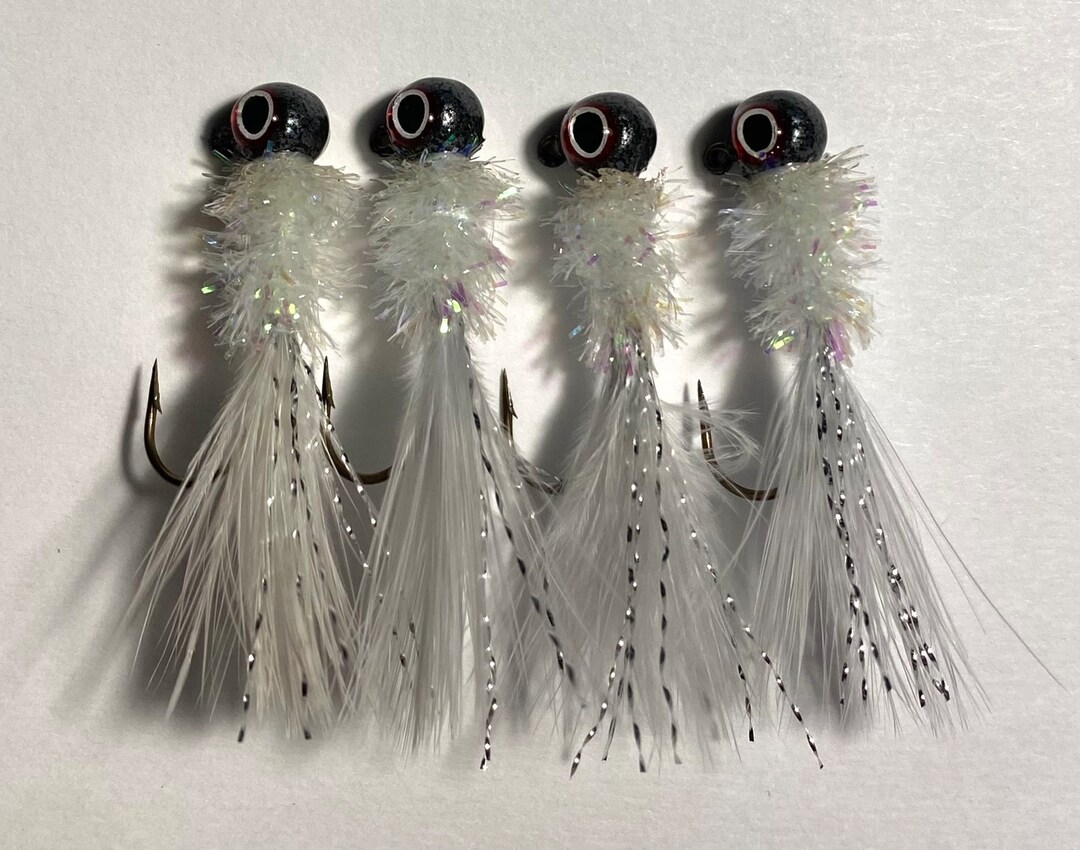 Hand Tied Crappie Jigs White Jig Fish Bass Walleye Jig Fishing Tackle ...