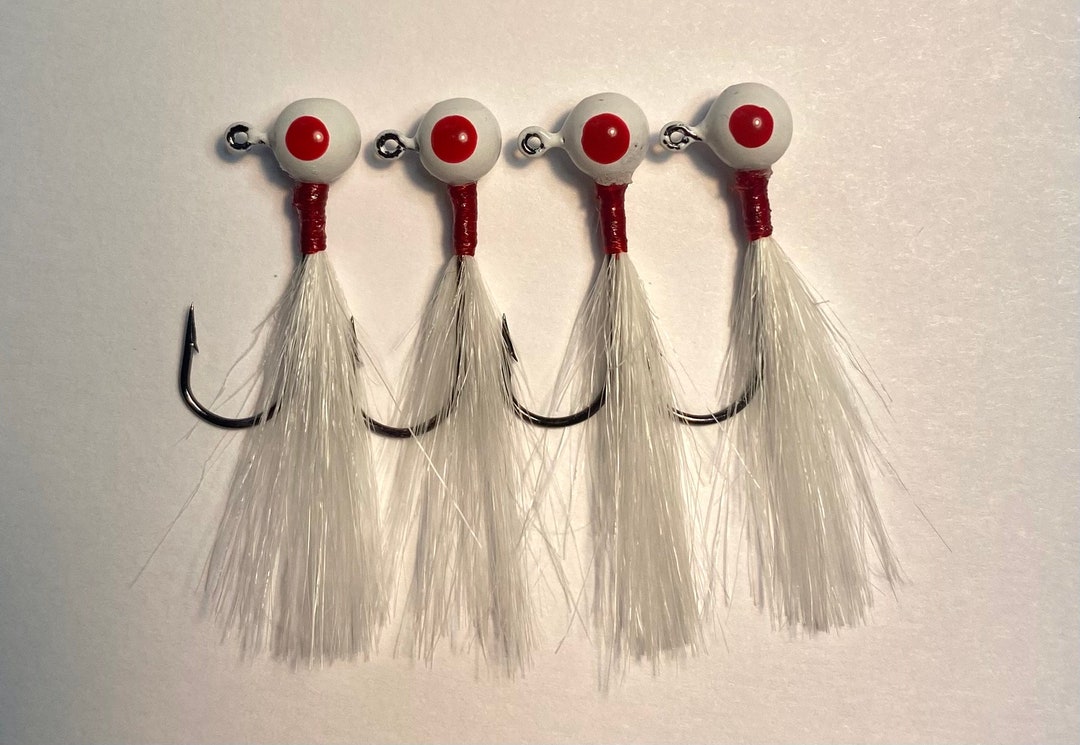 Hand Tied Crappie Jigs White Jig Fish Bass Walleye Jig Fishing - Etsy