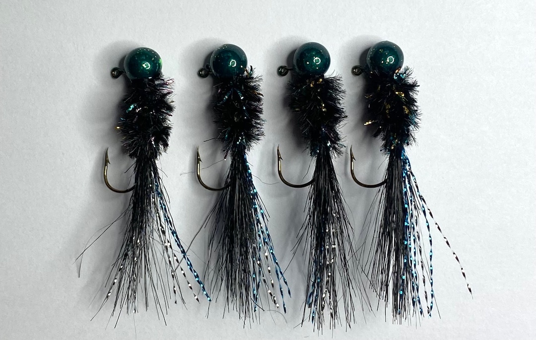 Hand Tied Crappie Jigs Black Jig Fish Bass Walleye Jig Fishing Tackle ...