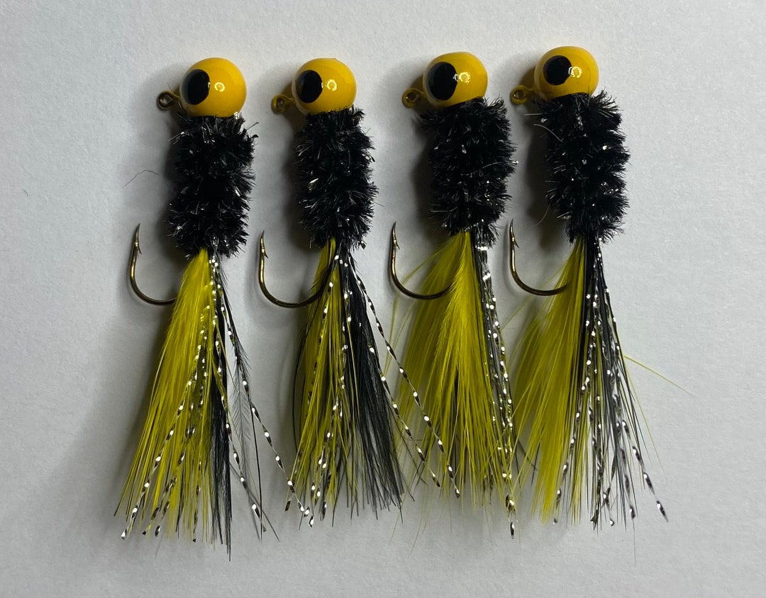 Hand Tied Crappie Jigs Bumblebee Jig Fish Bass Walleye Jig - Etsy