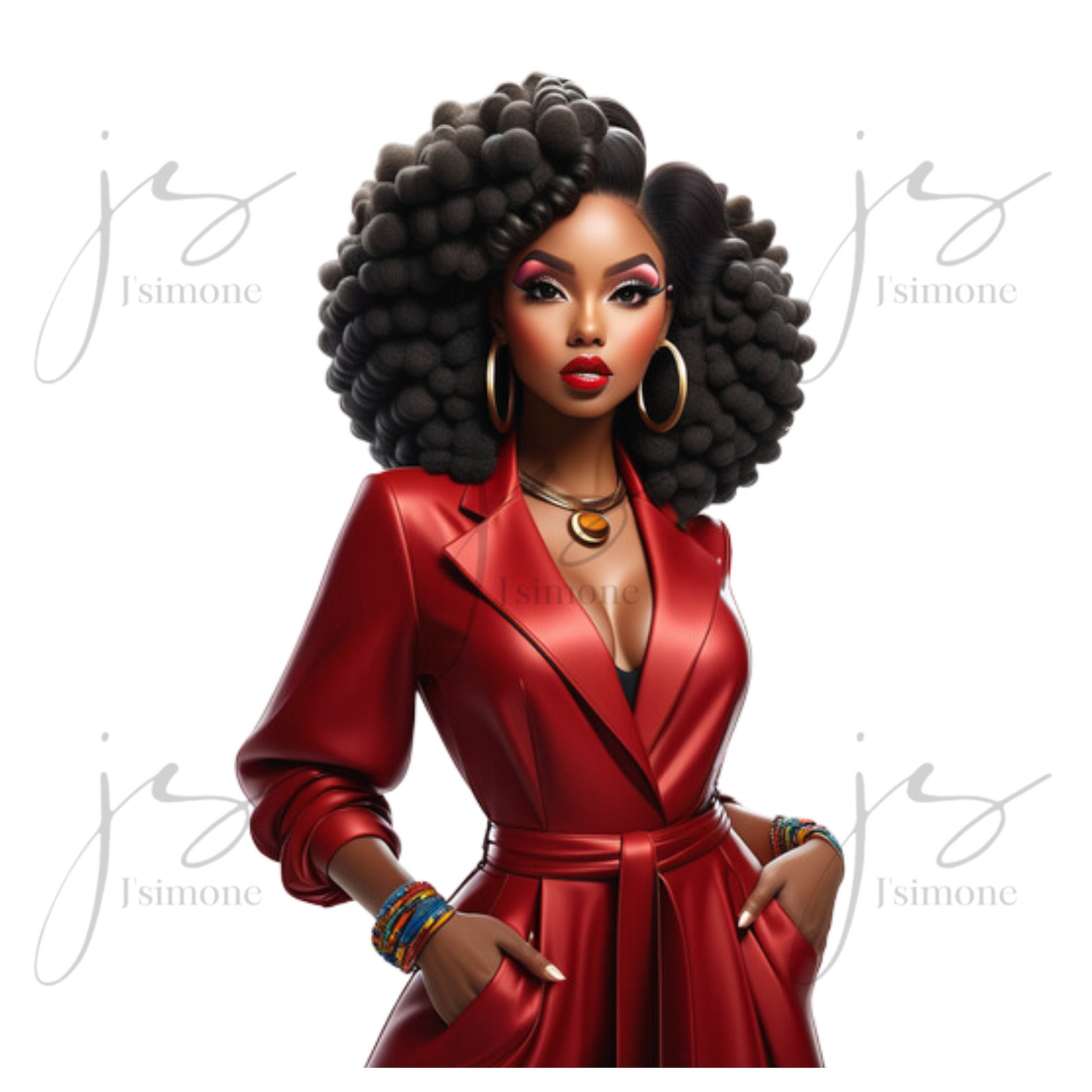 3D Black Woman Clip Art Black Woman PNG-SVG Black Woman Clip Art 3D Clip Art Woman in Red Red ...