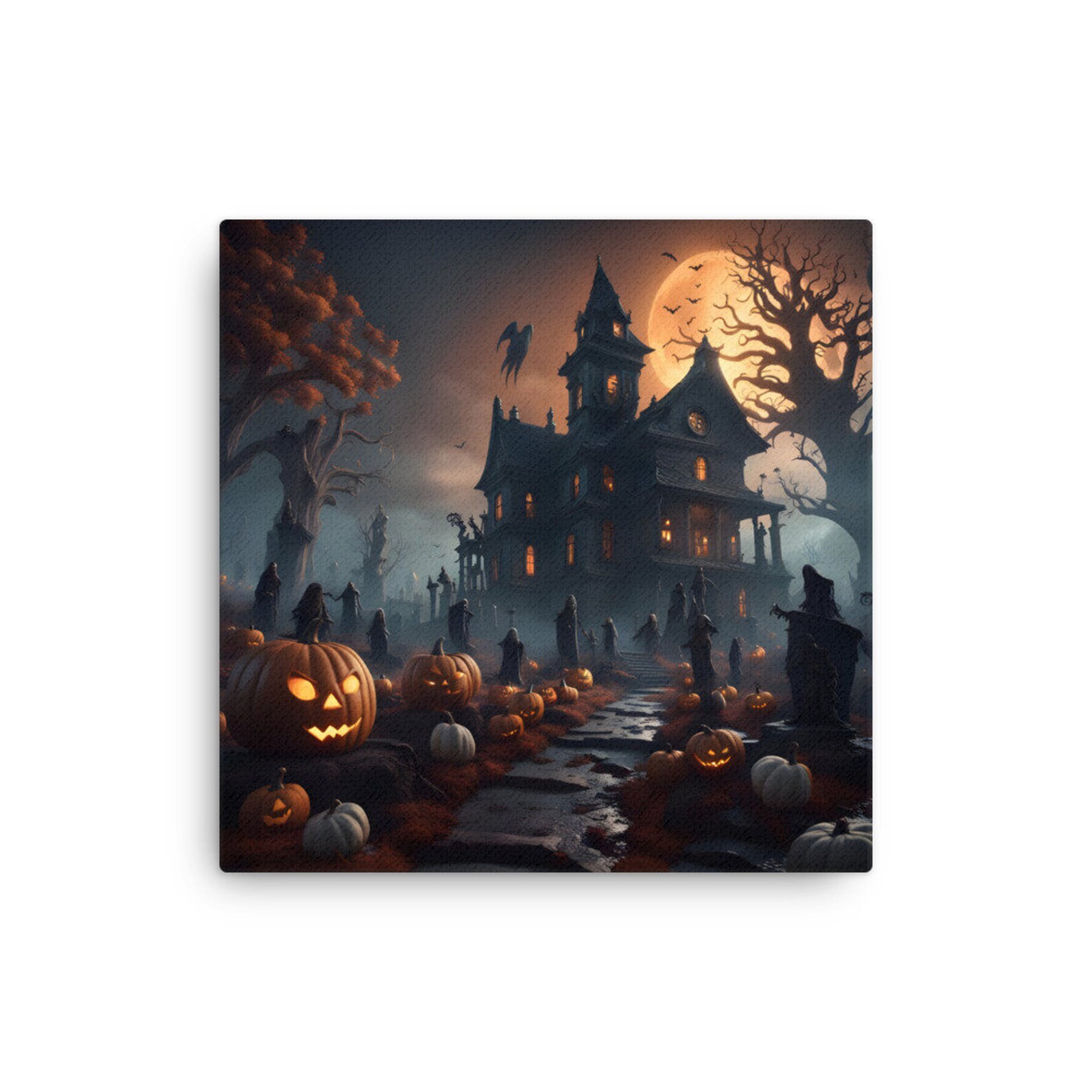 Spooky Night AI Generated Art Halloween 12x12 Thin Canvas - Etsy