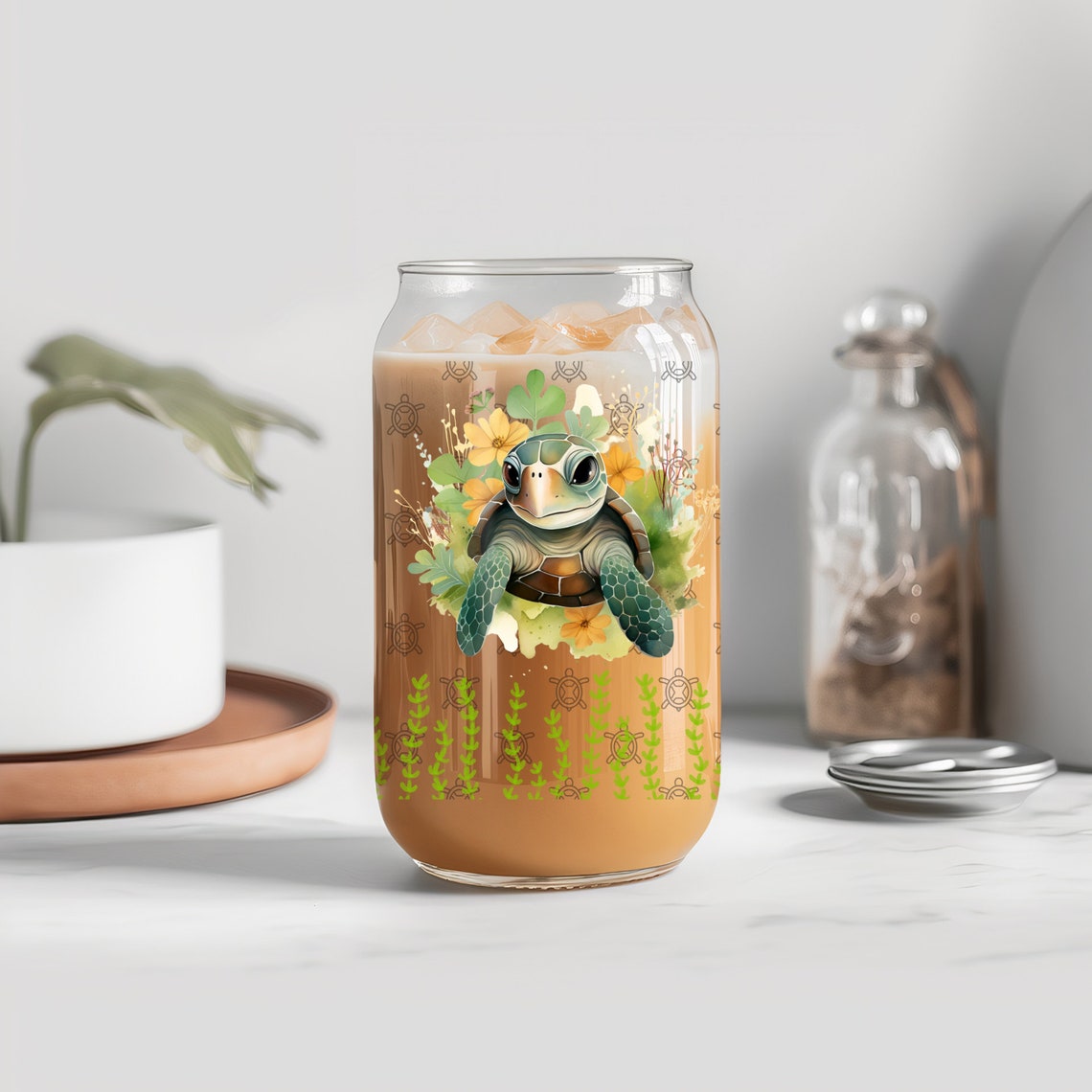 Sea Turtle Libby Glass Wrap Png, Animal Svg, Sea Turtle Svg, 16oz Glass ...
