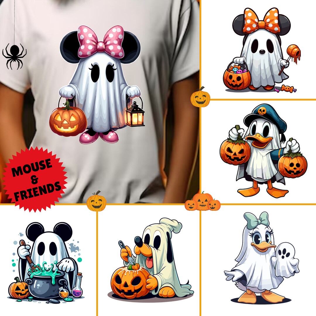 Mouse and Friends Ghost Halloween Png Bundle, Halloween Costume Png ...