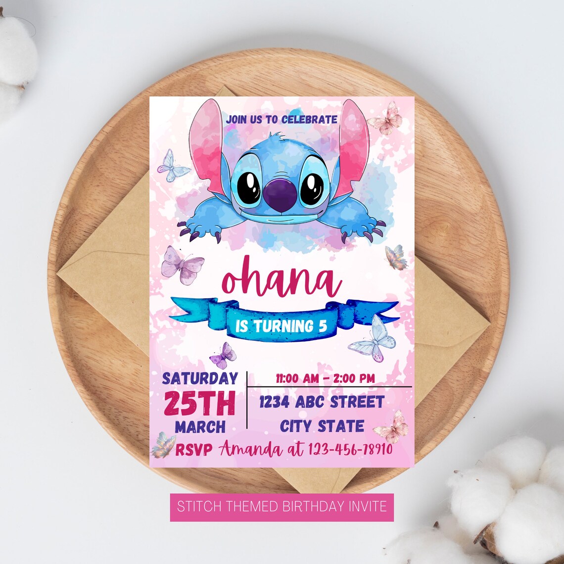 Stich Editable Birthday Invitation Template, Printable Birthday Party ...