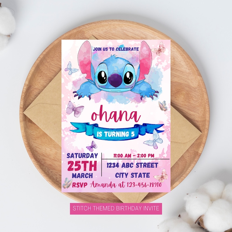 Stich Editable Birthday Invitation Template, Printable Birthday Party ...