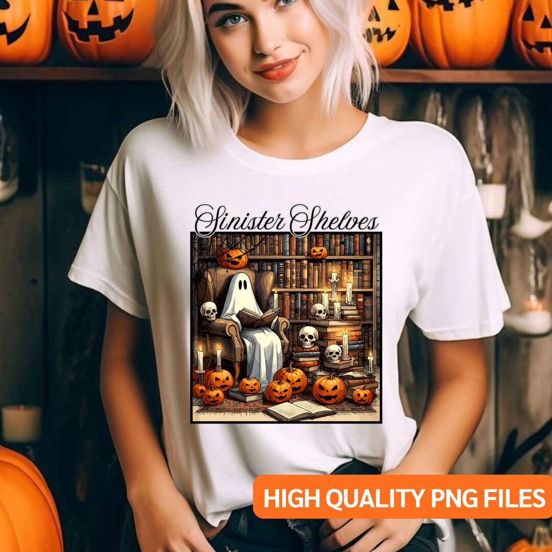 Ghost Reading Book Png, Halloween Bookshelf Png, Ghostly Bookish Png ...