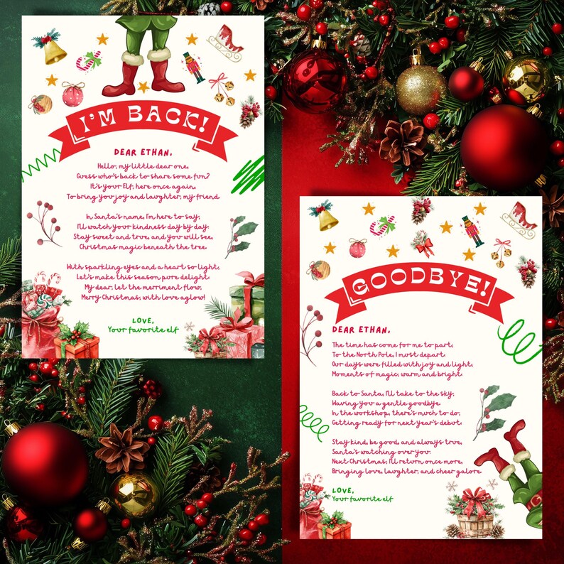 Editable Elf Arrival and Goodbye Letter Set, Christmas Elf Letter Combo ...