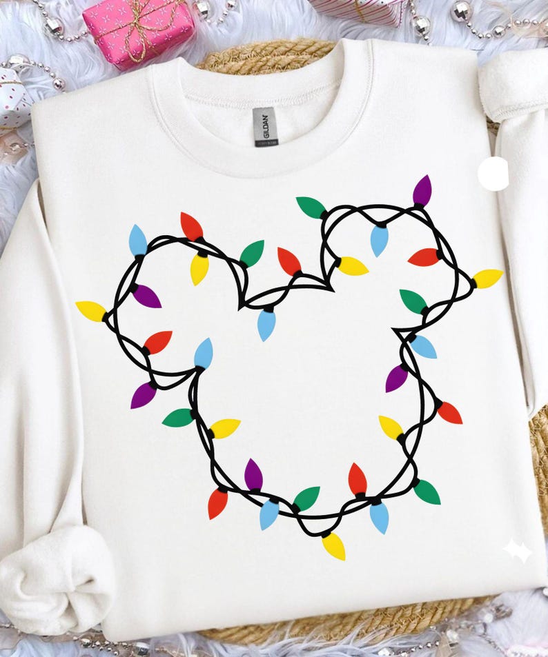 Micky Bow and Lights Png, Mickey and Friends Christmas Light Png ...