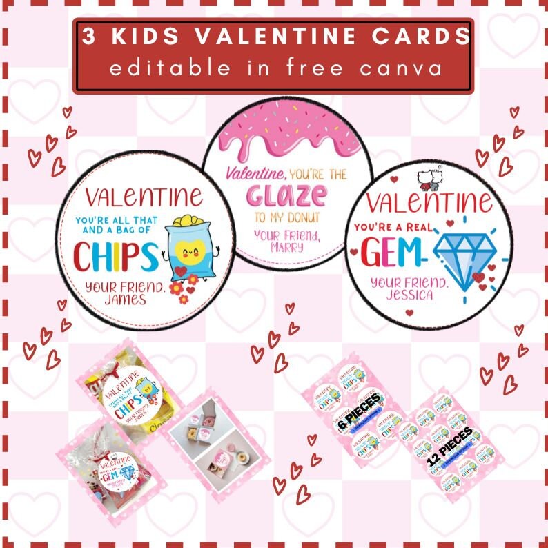 Valentine's Day Cards, Kids Classroom Valentine's Day Cards, Printable ...