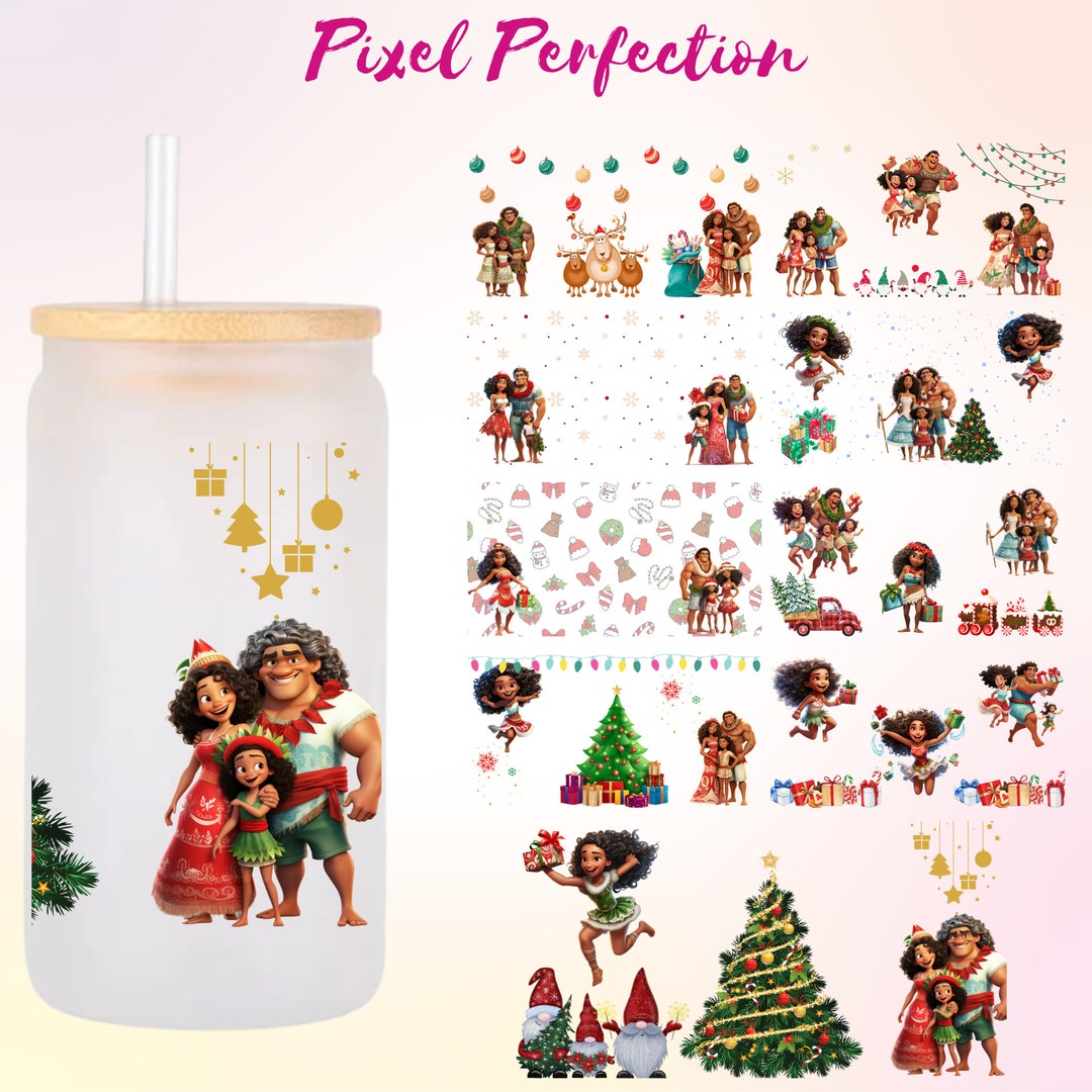 9 Christmas Cartoon Libby Glass Wrap Png Bundle, Merry Christmas Png ...