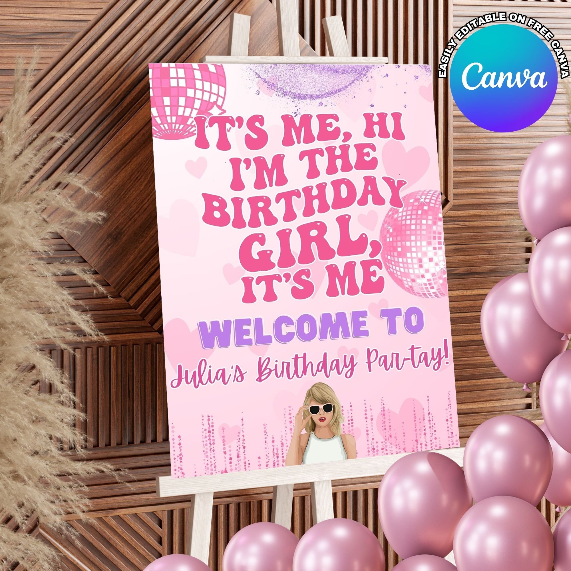 Self Editable Welcome Sign, Eras Birthday Decor, Eras Birthday Party ...