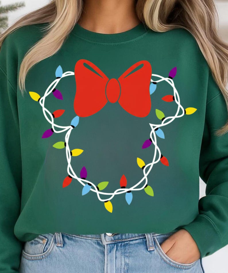 Micky Bow and Lights Png, Mickey and Friends Christmas Light Png ...