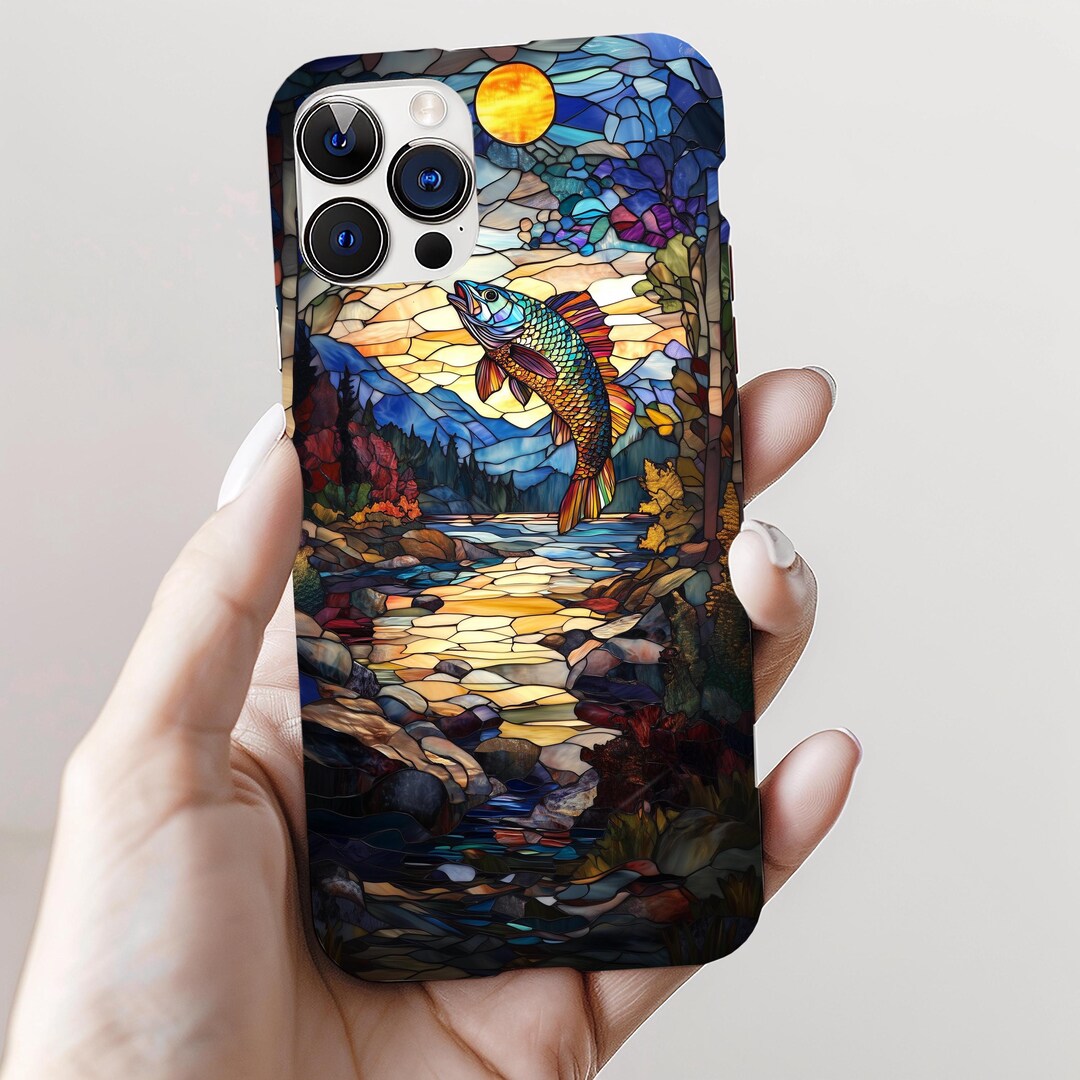 Stained Glass Large Mouth Bass Phone Cover, Bass Fishing Art for iPhone ...