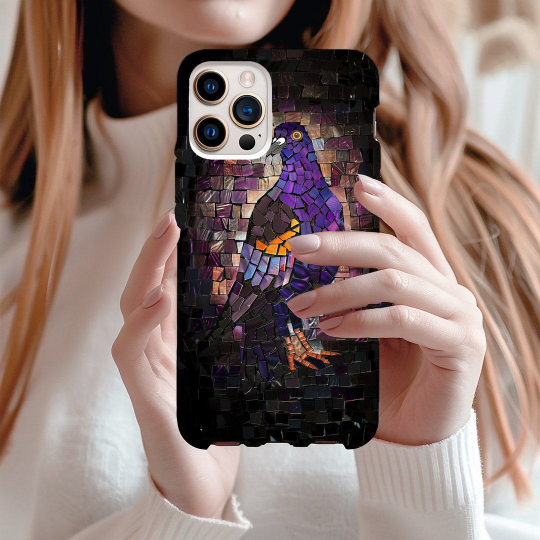 Pigeon 3D Printed Phone Case, Mosaic Art Stained Glass Illusion, Gift ...