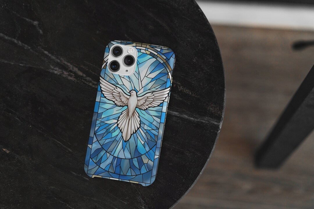 Stained Glass White Homing Pigeon Phone Case, iPhone 15 Mobile Cover ...