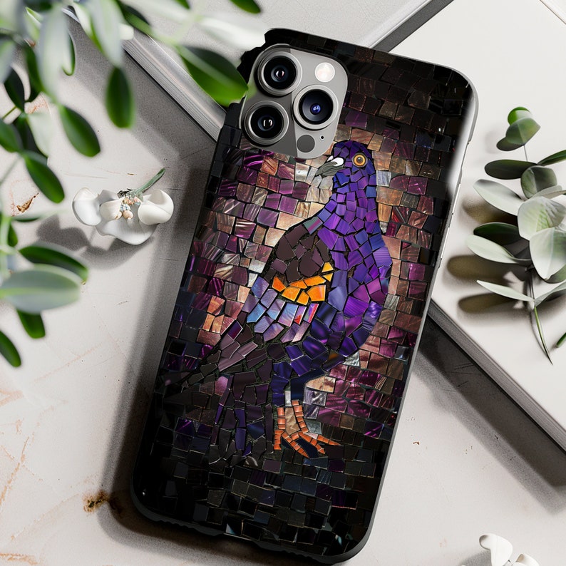 Pigeon 3D Printed Phone Case, Mosaic Art Stained Glass Illusion, Gift ...