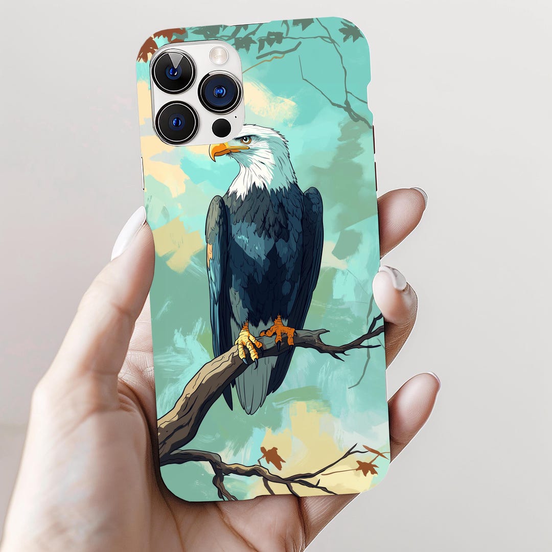 Fantastic Sitting Eagle Hand Drawn Eagle Phone Case, Skies and Stars ...
