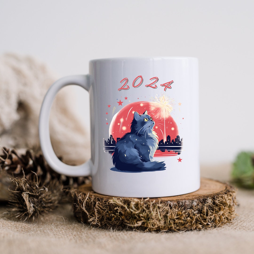 Happy New Year Cat Coffe Mug Creative Tabby Cat Gift for Her - Etsy