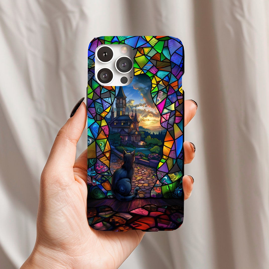 Cat Castle Stained Glass 3D Print Tough Phone Case, Gothic Style Cover ...