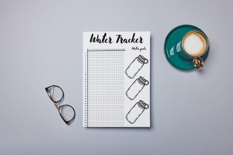 Monthly Water Tracker Printable, 31 Day Water Challenge, Hydration ...