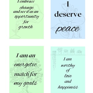 Colorful Daily Affirmation Cards, Affirmation Cards Minimalist Design ...