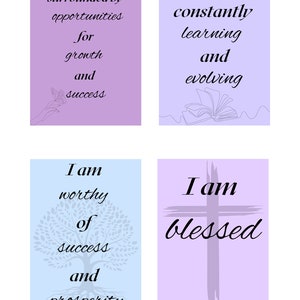 Colorful Daily Affirmation Cards, Affirmation Cards Minimalist Design ...
