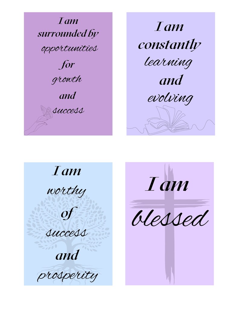 Colorful Daily Affirmation Cards, Affirmation Cards Minimalist Design ...