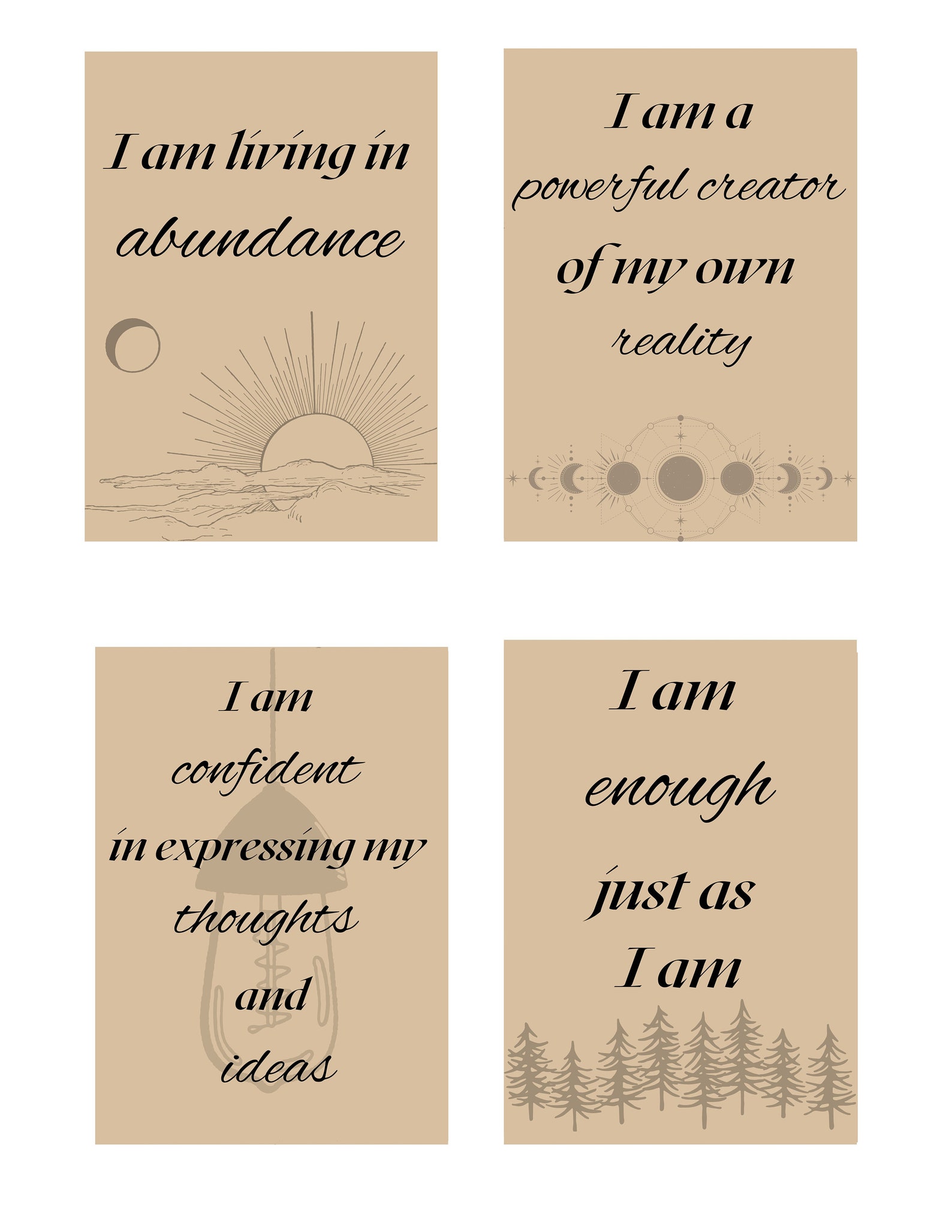 Daily Affirmation Cards, Deck Affirmation Cards Minimalist Design, 40 ...
