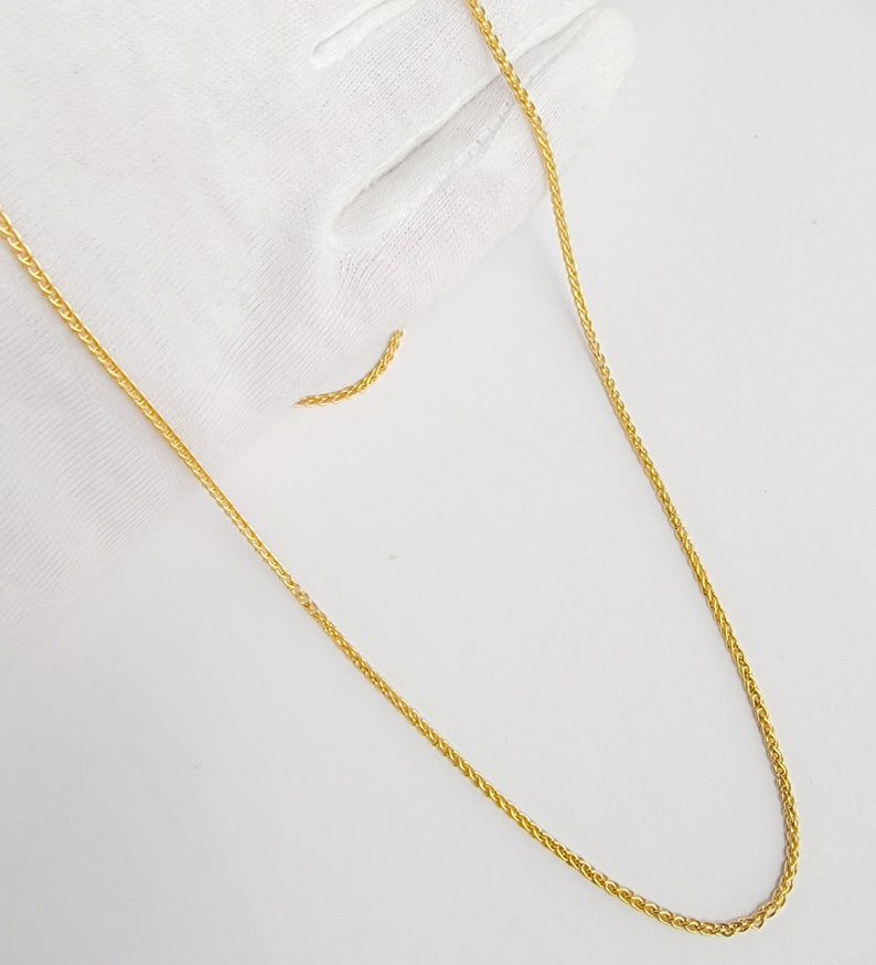 14K Yellow Gold Square Wheat Chain With Lobster Claw Closure, 1.8mm ...