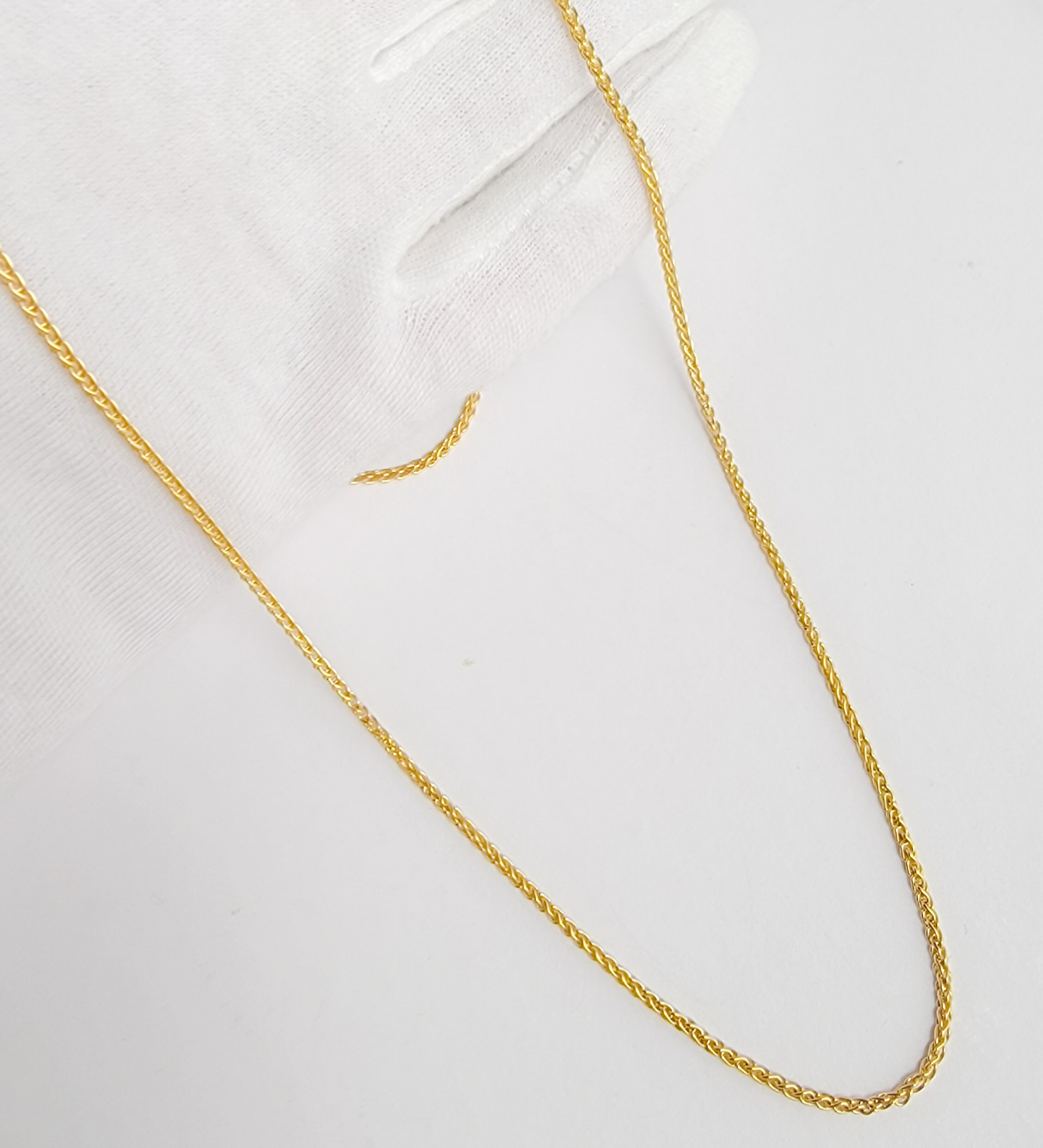 14K Yellow Gold Square Wheat Chain With Lobster Claw Closure, 1.8mm ...