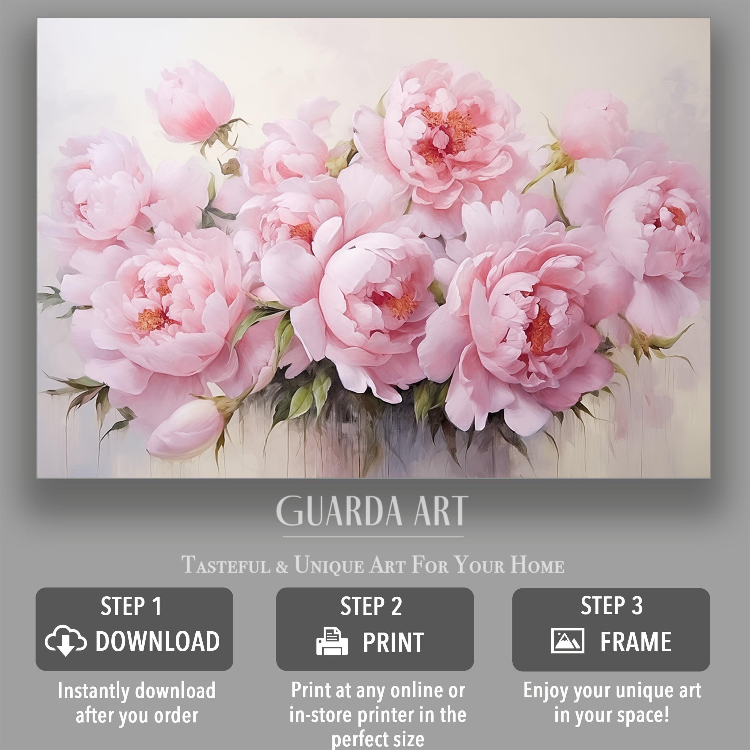 Pink Hydrangea Flowers - Printable Wall Art Beige Neutral Downloadable ...