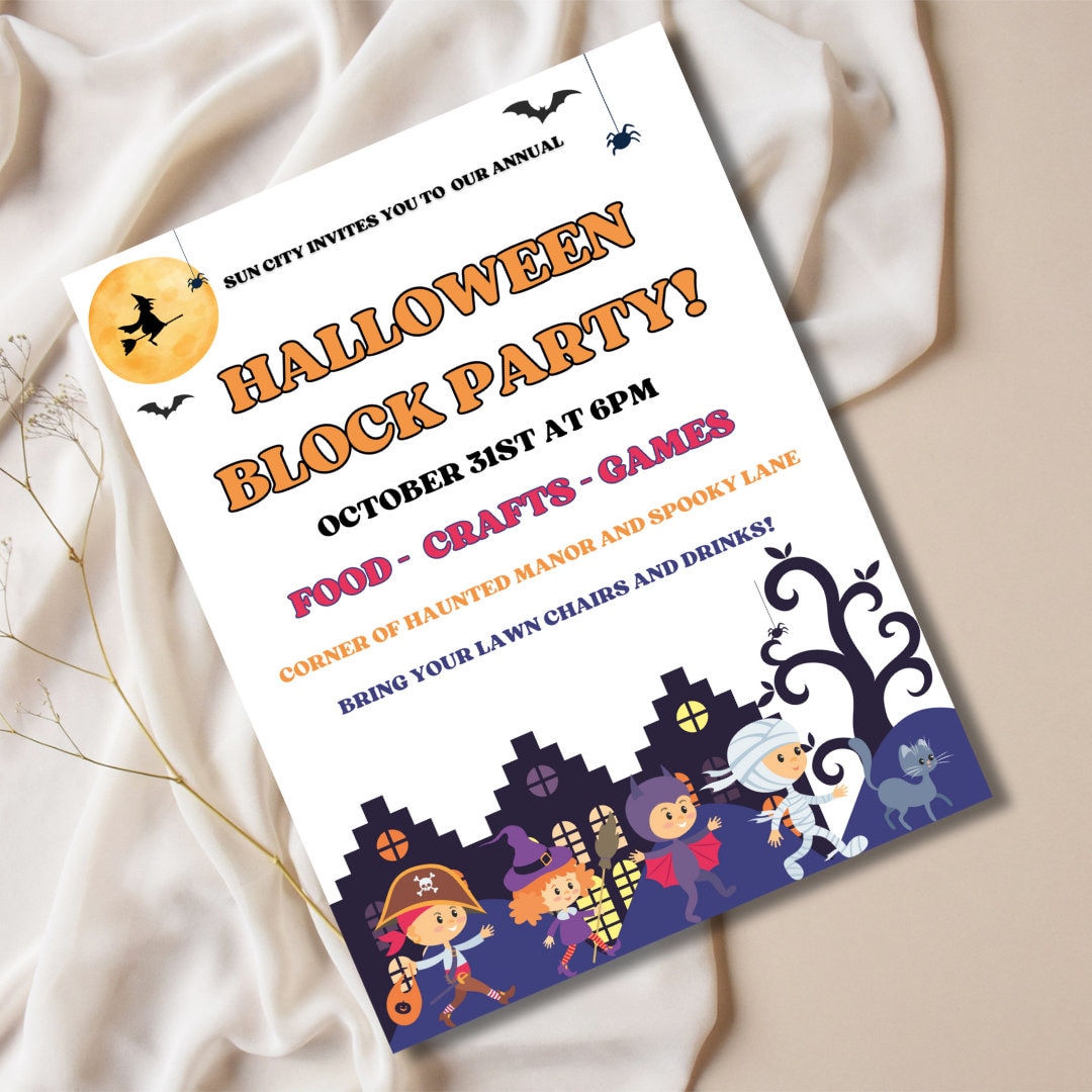 Editable Halloween Block Party Flyer Halloween Neighborhood - Etsy